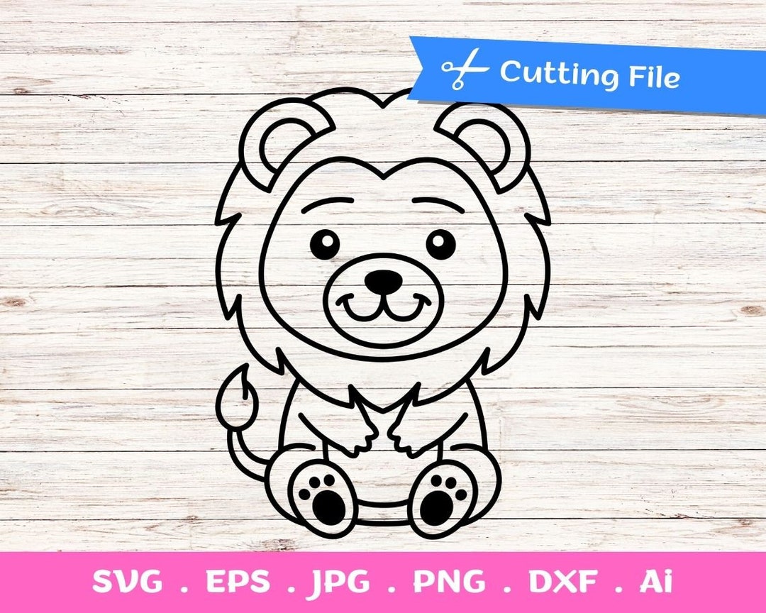 Outline Baby Lion SVG Cut Files for Cricut and Silhouette, Lion Cut ...
