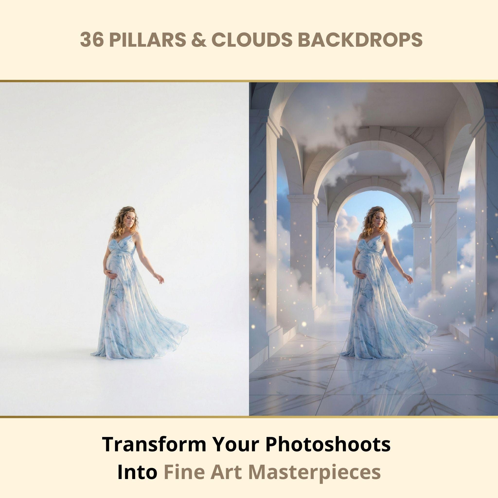 36 Pillars and Clouds Backdrops, Marble Archway Backgrounds for ...