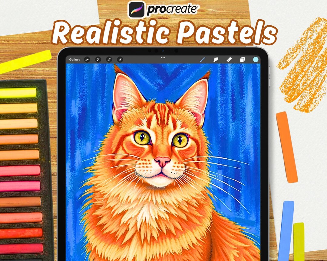 40+ Realistic Pastel Brushes for Procreate, Crayon Brush for Procreate, Pastel Brushset, Chalk ...