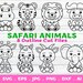 Outline Safari Animals SVG Cut Files for Cricut and Silhouette, Cute ...