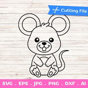 Outline Baby Mouse SVG Cut Files for Cricut and Silhouette - Forest ...