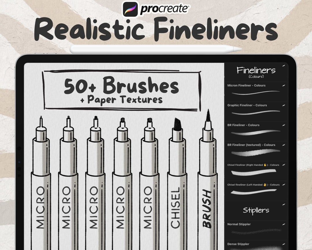 Fine Liner Brushes for Procreate, Procreate Micron Fine Liner Brush Set ...
