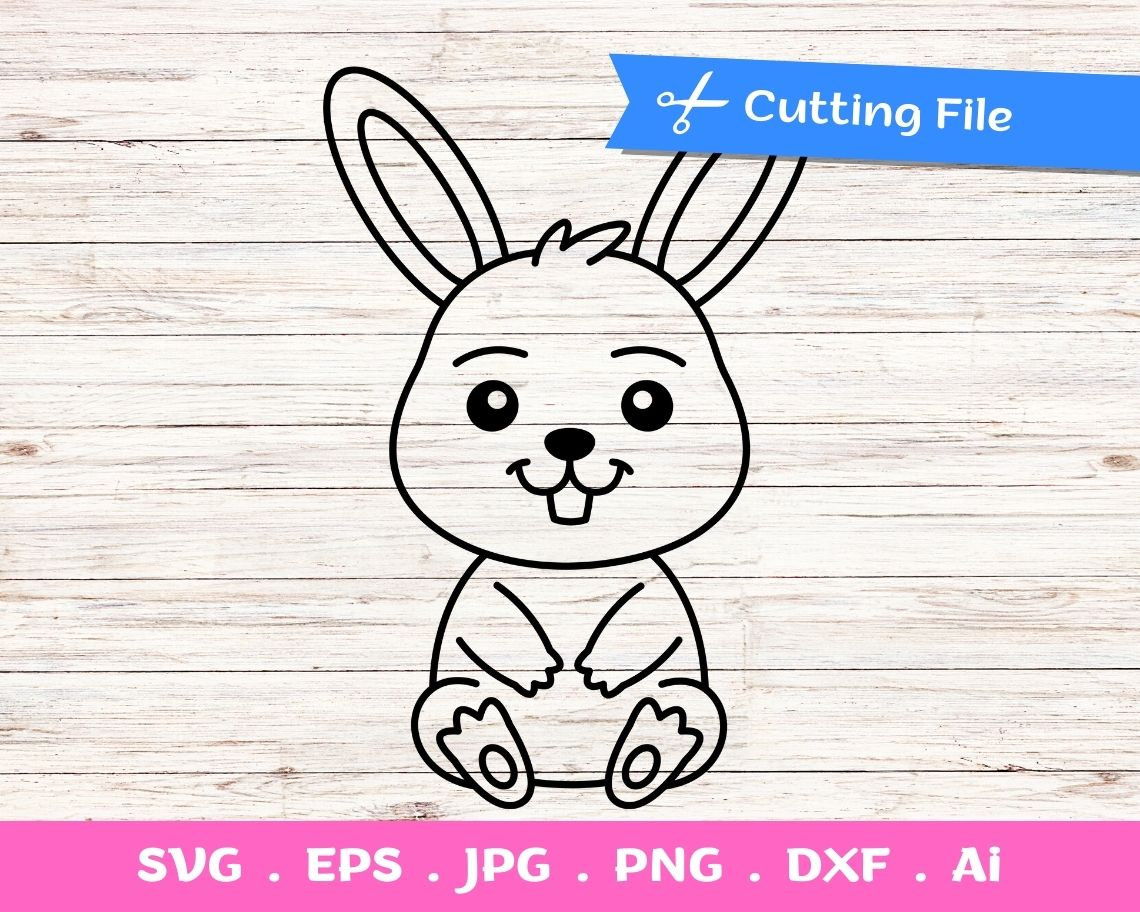 Outline Baby Bunny SVG Cut Files for Cricut and Silhouette Cute Rabbit ...