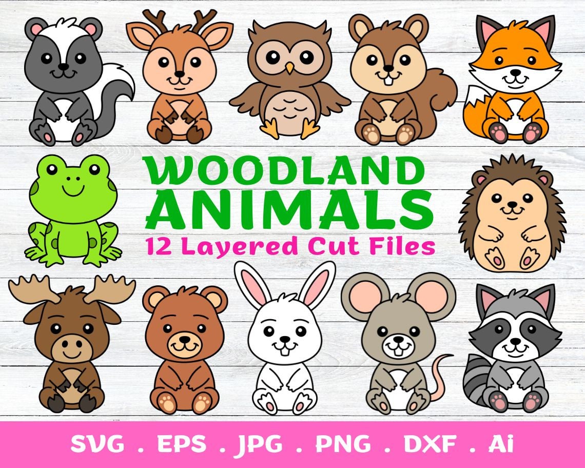 Layered Woodland Animals SVG Cut Files for Cricut and Silhouette Cute ...