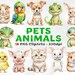 Pet Animals Clipart PNG Bundle, Pet Watercolor Clipart, Cute Dog ...