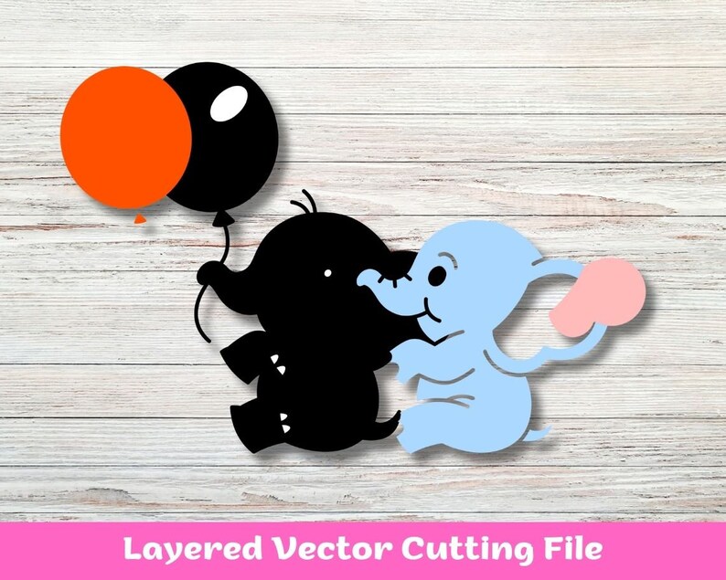 Outline and Layered Balloon Elephant SVG Cut Files for Cricut and ...