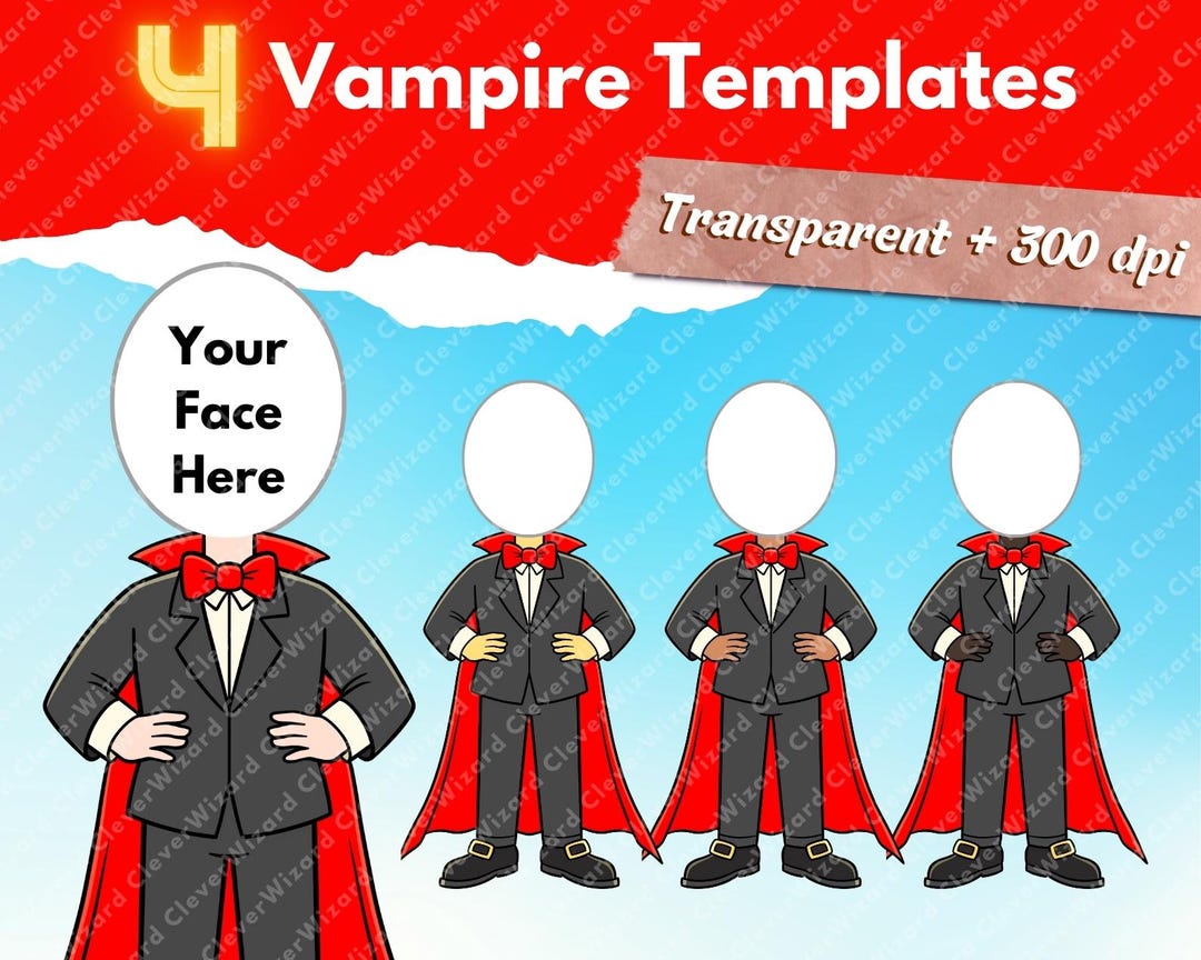 4 Faceless Vampire PNG Template, Vampire Clipart, Nursery Decor, PNG ...