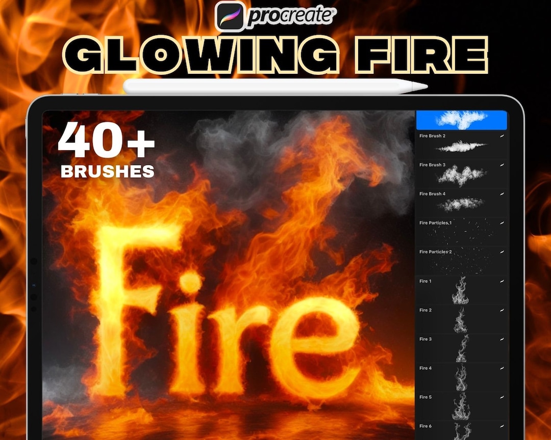40+ Procreate Fire Brushes and Stamps, Realistic Fire Stamps for ...