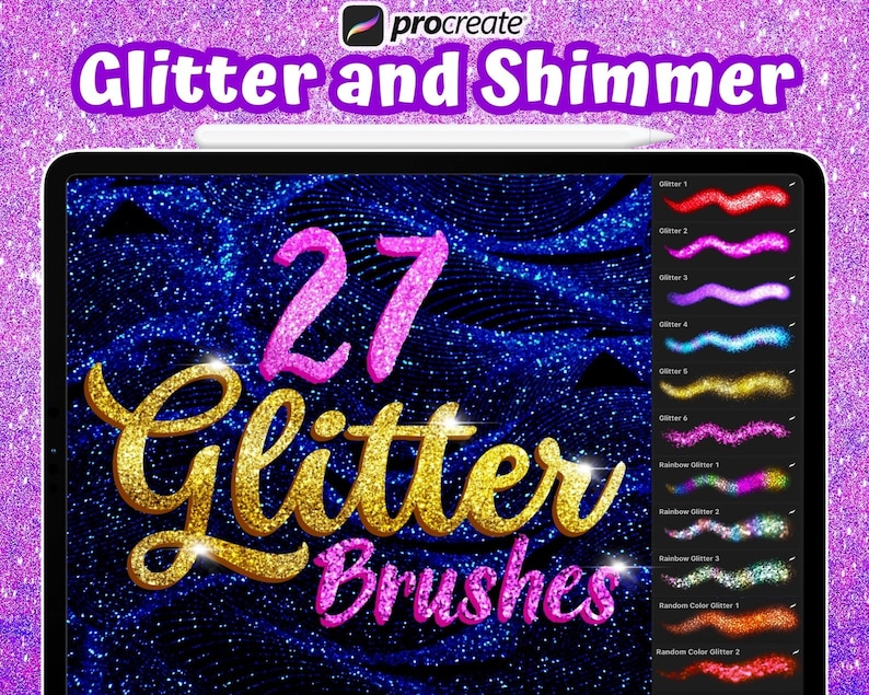 Glitter & Shimmer Procreate Brush Set, Procreate Glitter Texture Brushes , Procreate Shimmer ...