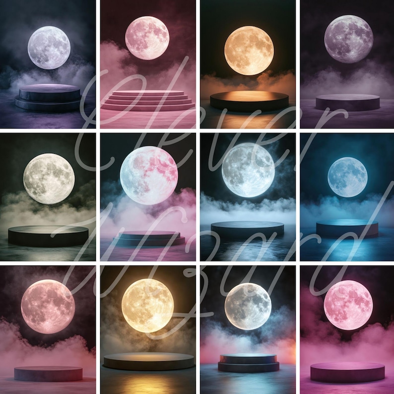 36 Moon Podium Digital Backdrops, Photography Backgrounds for Portraits ...