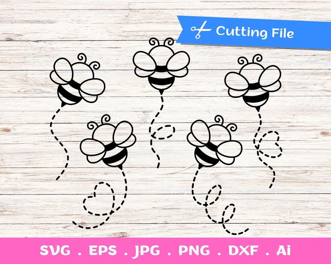 5 Outline Bee SVG Cut Files for Cricut and Silhouette - Honeybee SVG ...