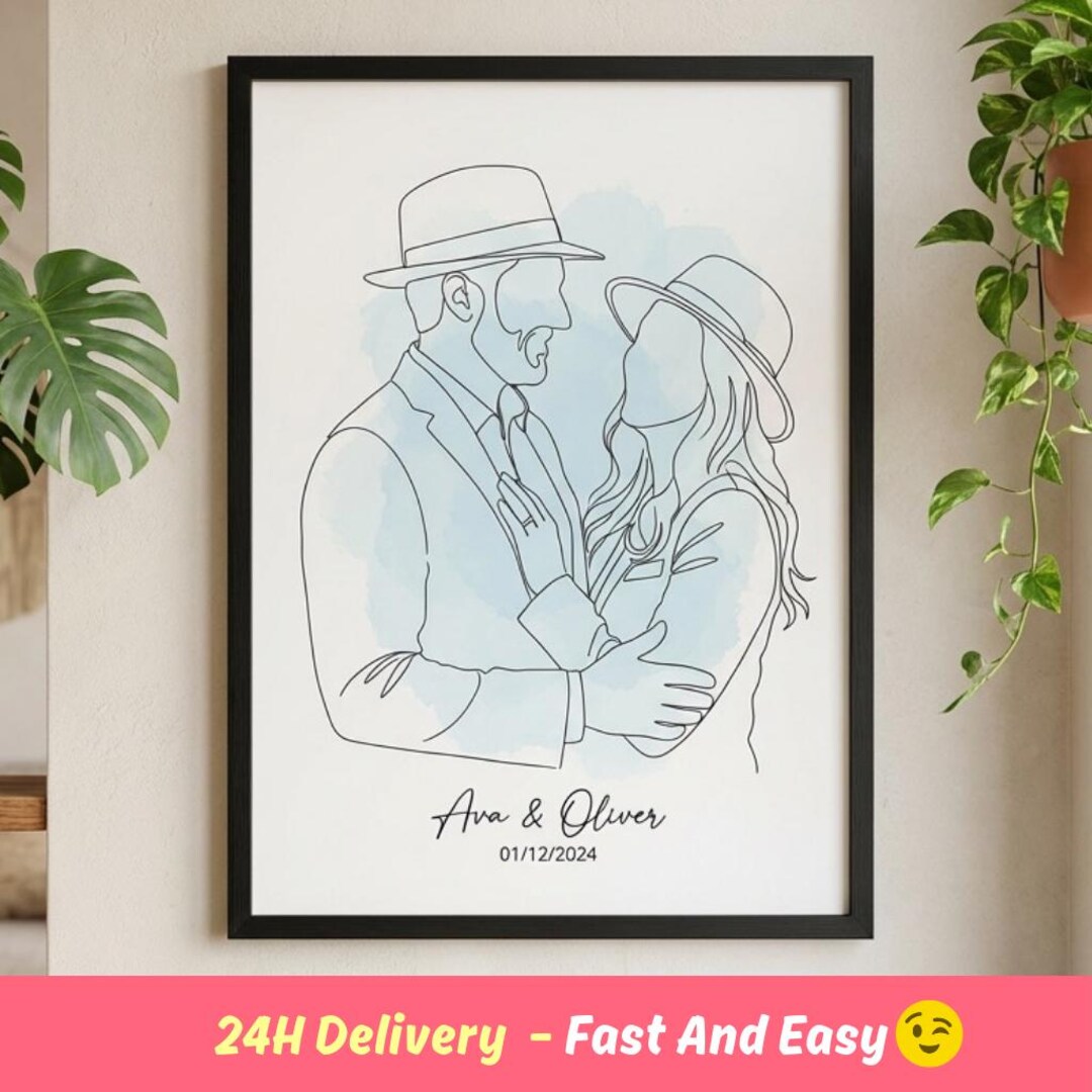 Custom Line Art Portrait, One Line Drawing , Custom Couple Portrait ...
