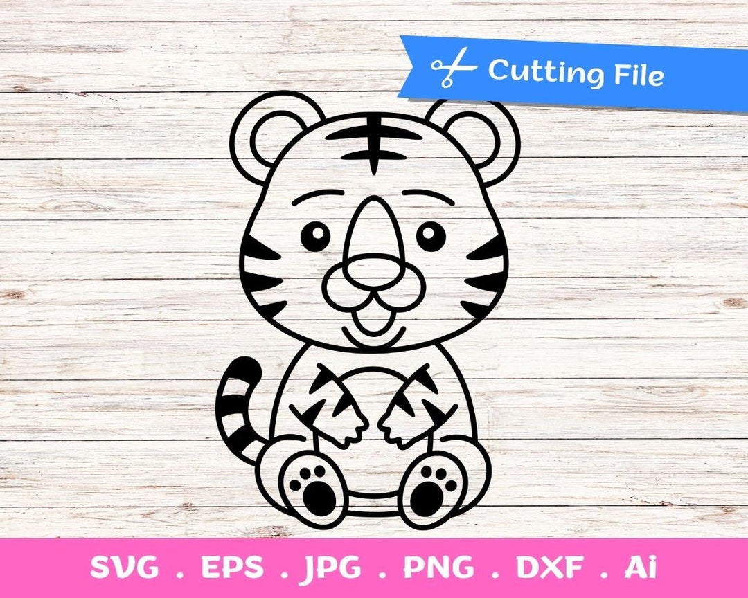 Outline Baby Tiger SVG Cut Files for Cricut and Silhouette, Tiger Cut ...