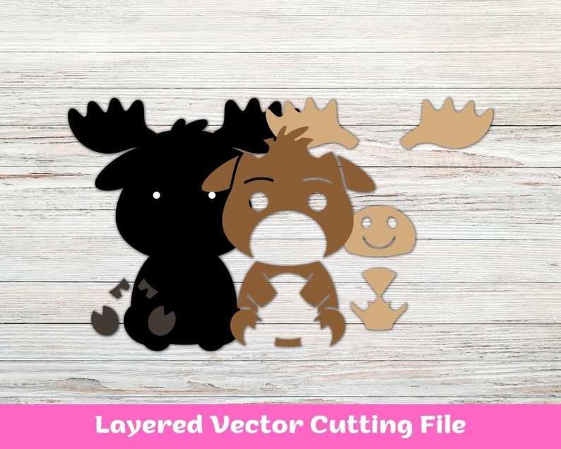 Layered Baby Moose SVG Cut Files for Cricut and Silhouette - Baby ...