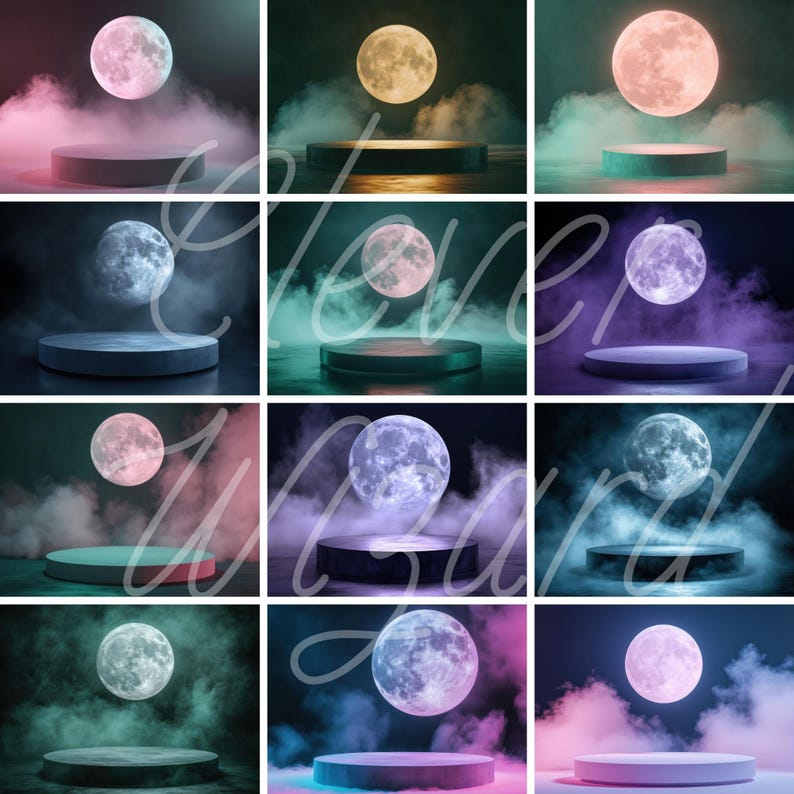 36 Moon Podium Digital Backdrops, Photography Backgrounds for Portraits ...