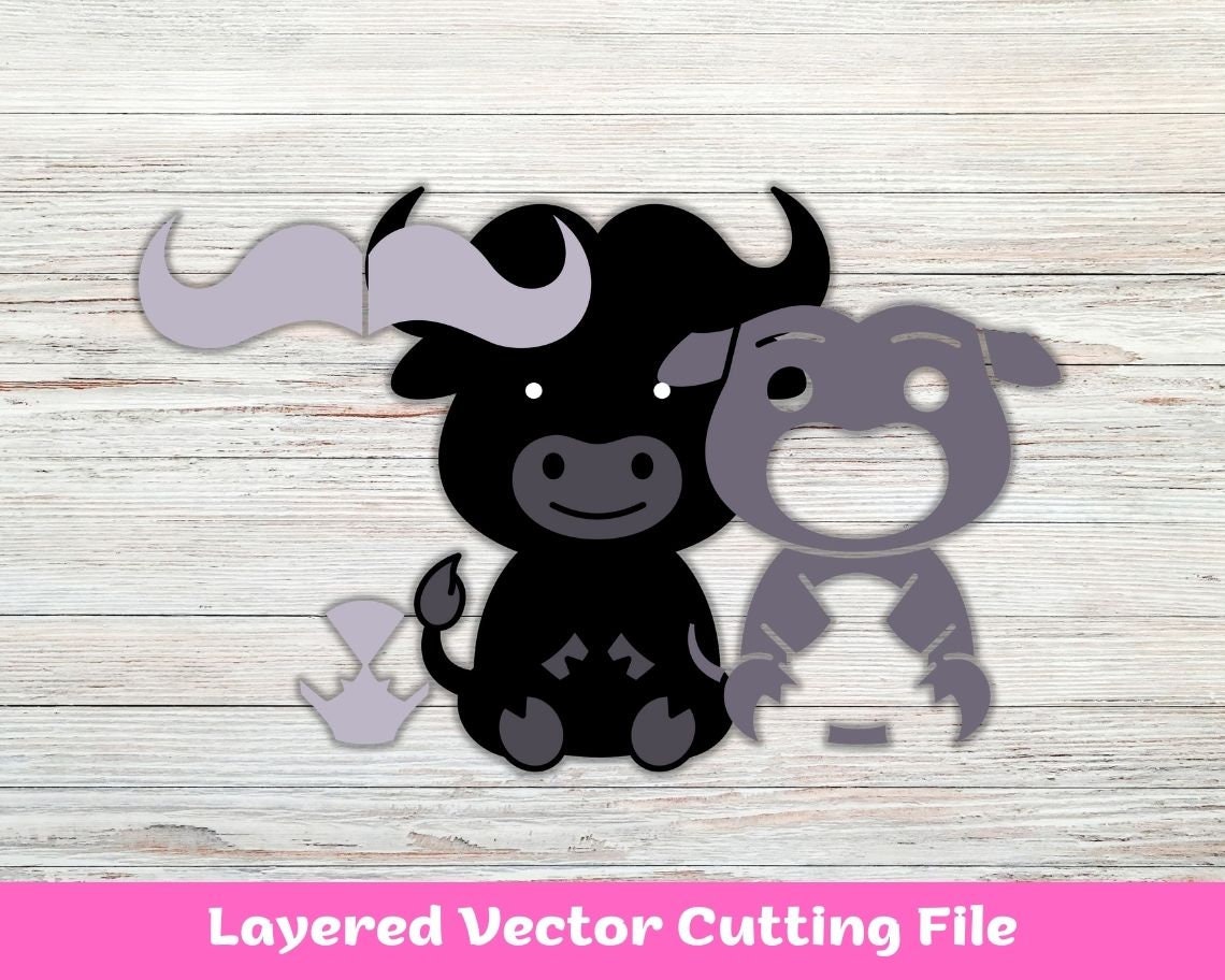 Layered Baby Buffalo SVG Cut Files for Silhouette and Cricut, Buffalo ...