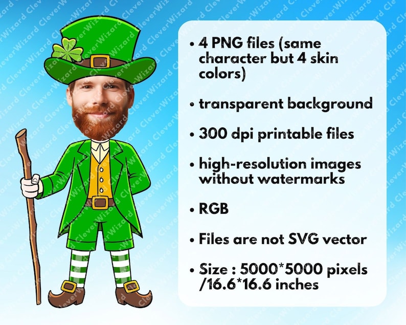 Faceless Male Leprechaun PNG Template, Digital Download, PNG ...