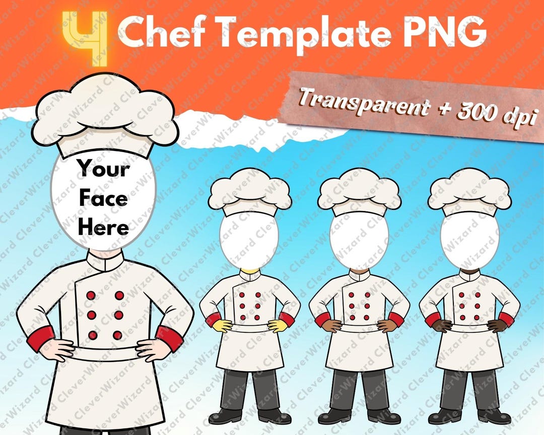 Faceless Cooking Chef PNG Template, Chef Clipart Instant Download ...