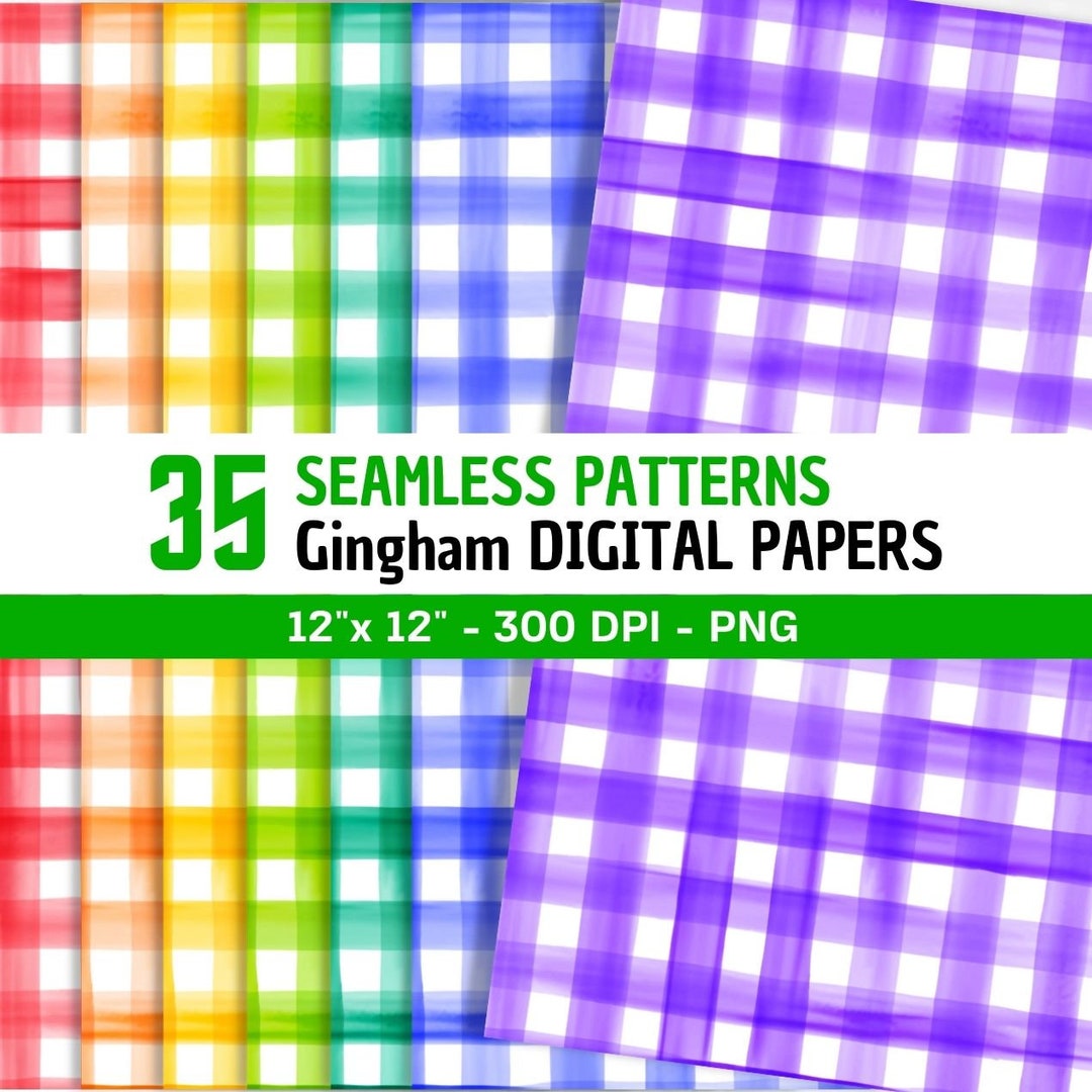 35 SEAMLESS Watercolor Gingham , Digital Paper Pack , Seamless Pattern ...