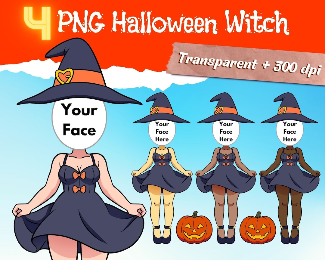 Faceless Halloween Witch PNG to Add Your Photo , Digital Download , PNG ...