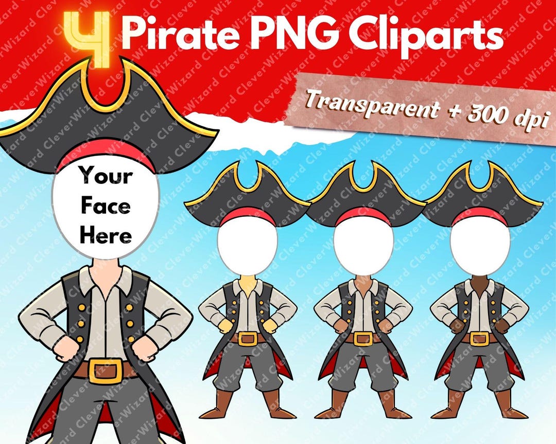 4 Faceless Pirate PNG Template, PNG Sublimation, Boy, Birthday Decor ...
