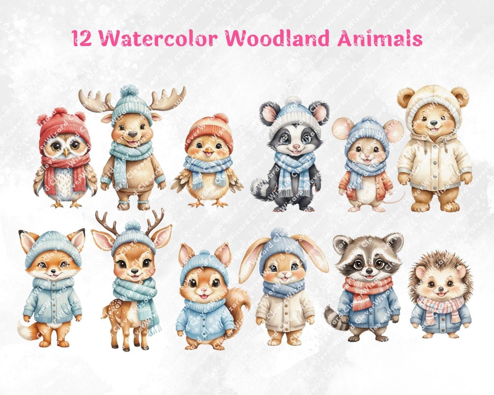 Winter Woodland Animals Clipart PNG, Forest Animals, Woodland Animal ...