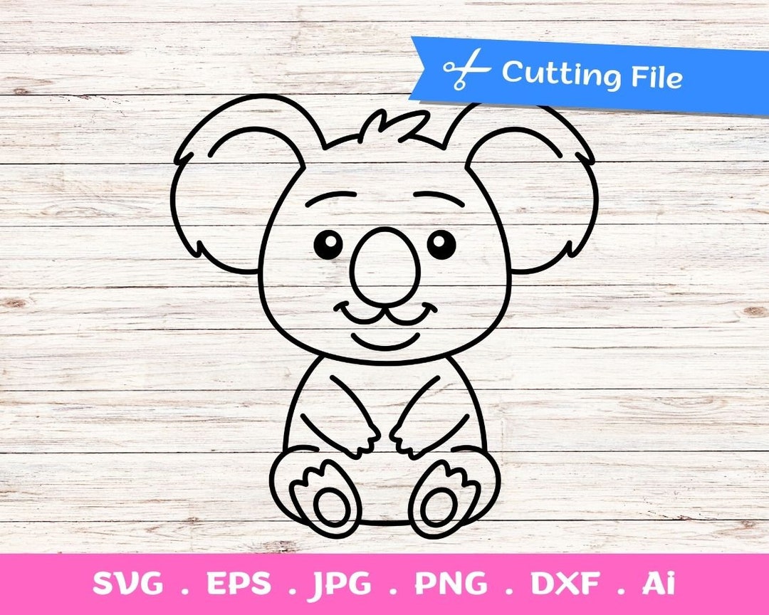 Baby Koala Outline SVG Cut File for Cricut and Silhouette - Svg, Png ...