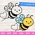2 Outline and Layered Bee SVG Cut Files for Cricut and Silhouette ...