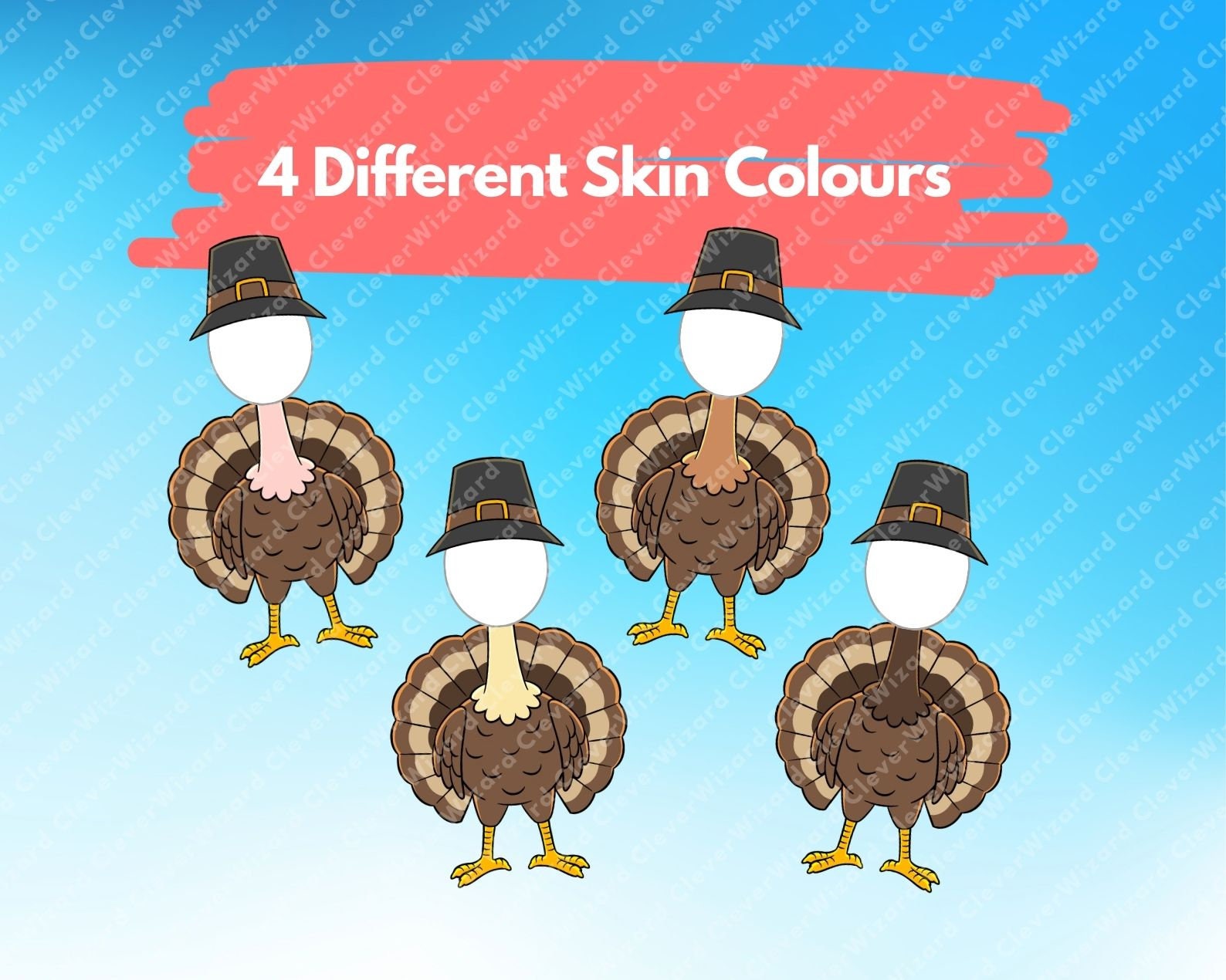Faceless Thanksgiving Turkey PNG Template, Digital Download ...