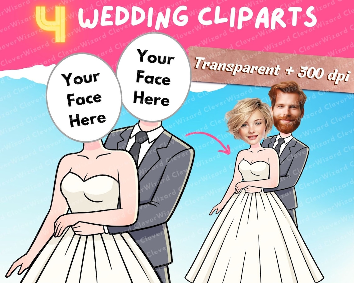 Faceless Couple Wedding PNG Templates Wedding Day Clipart - Etsy