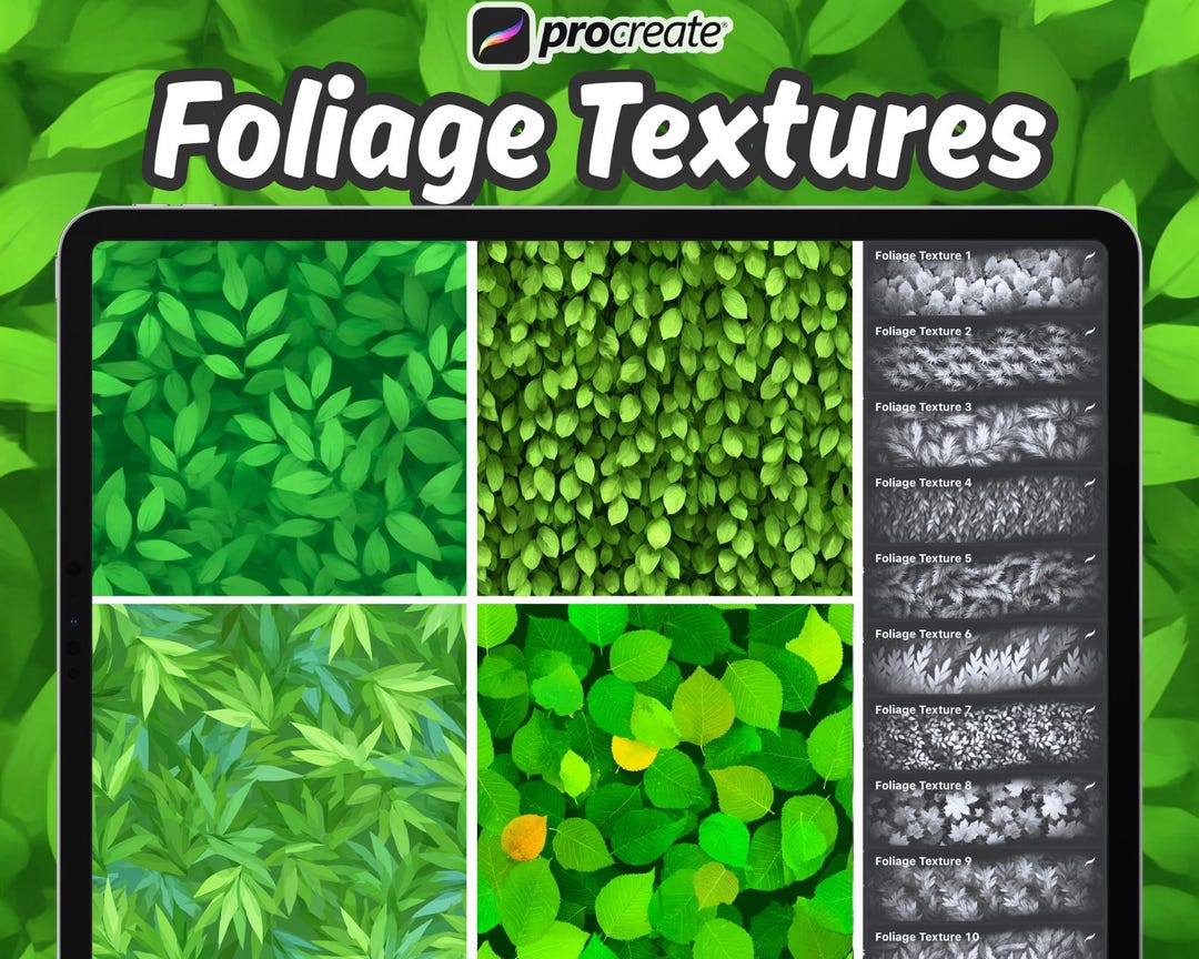 Foliage Texture Brushes for Procreate, Plant Leaf Texture Brushes ...