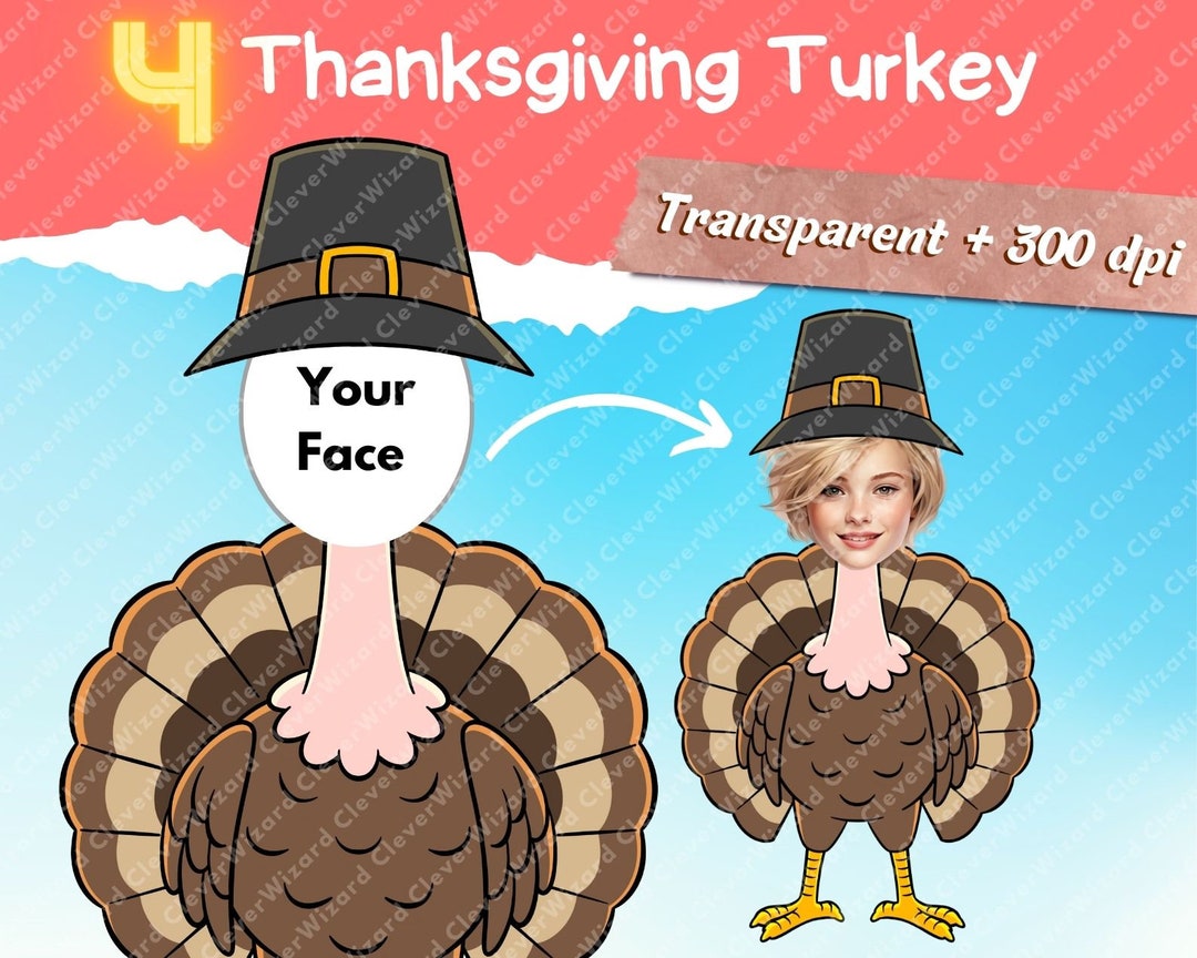 Faceless Thanksgiving Turkey PNG Template, Digital Download ...