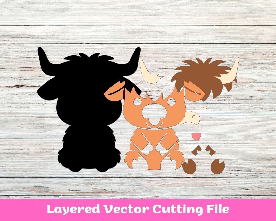 Baby Highland Cow Layered SVG Cut File Cuttable Design Svg Png Dxf Eps ...