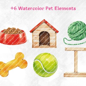 Pet Animals Clipart PNG Bundle, Pet Watercolor Clipart, Cute Dog ...