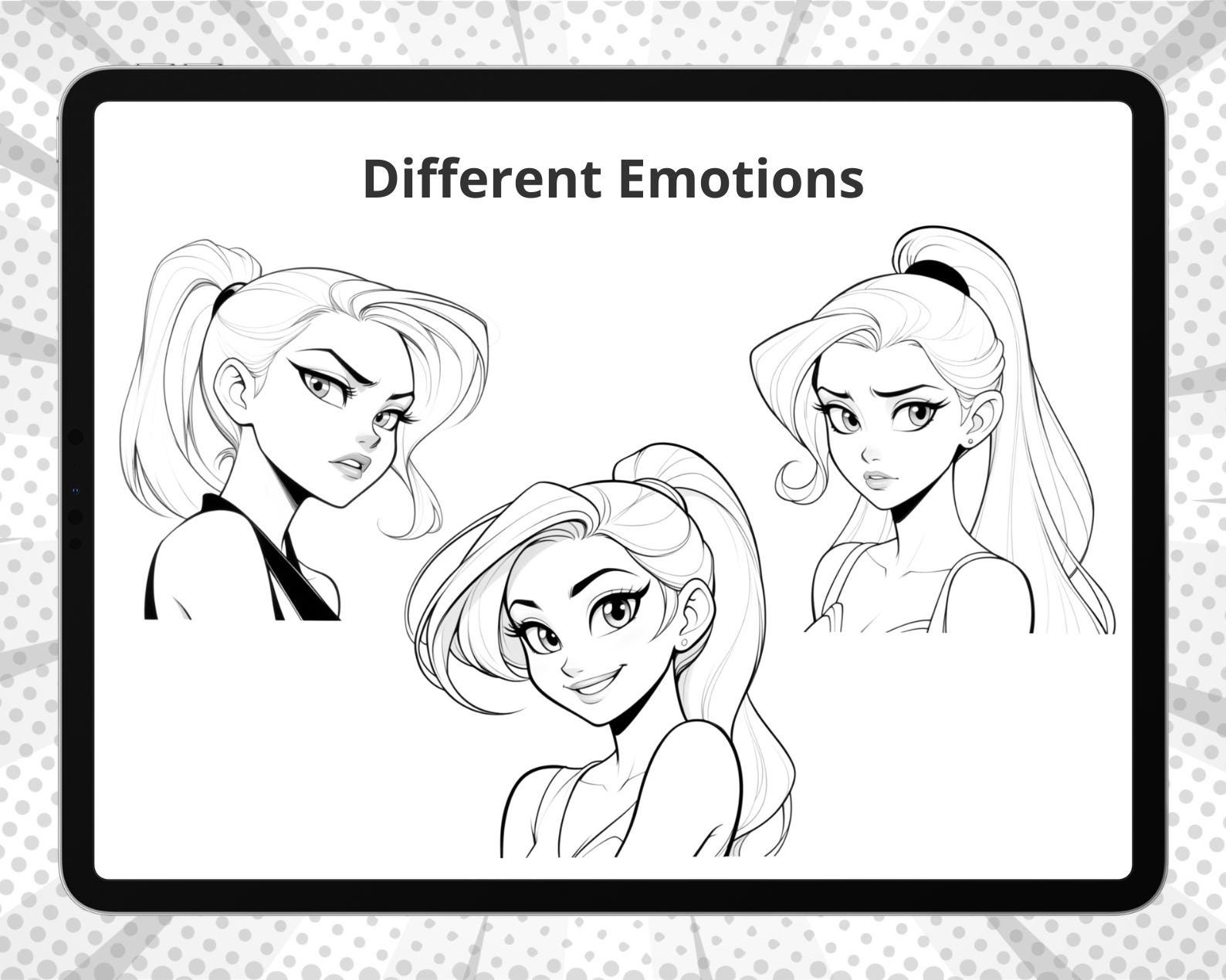 Cartoon Stylized Female Procreate Stamps, Procreate Face Brushes ...