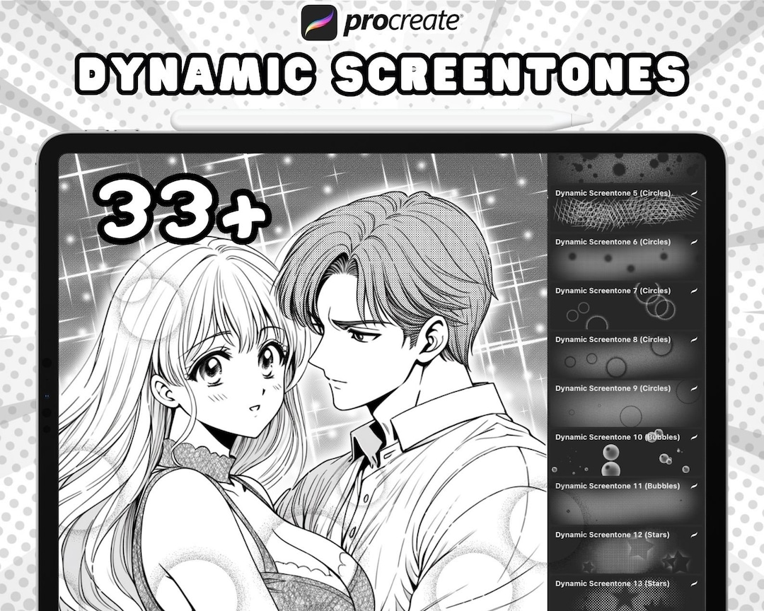 Manga Dynamic Screentone Brushes, Procreate Halftone Textures, Halftone Comic Brushes ...