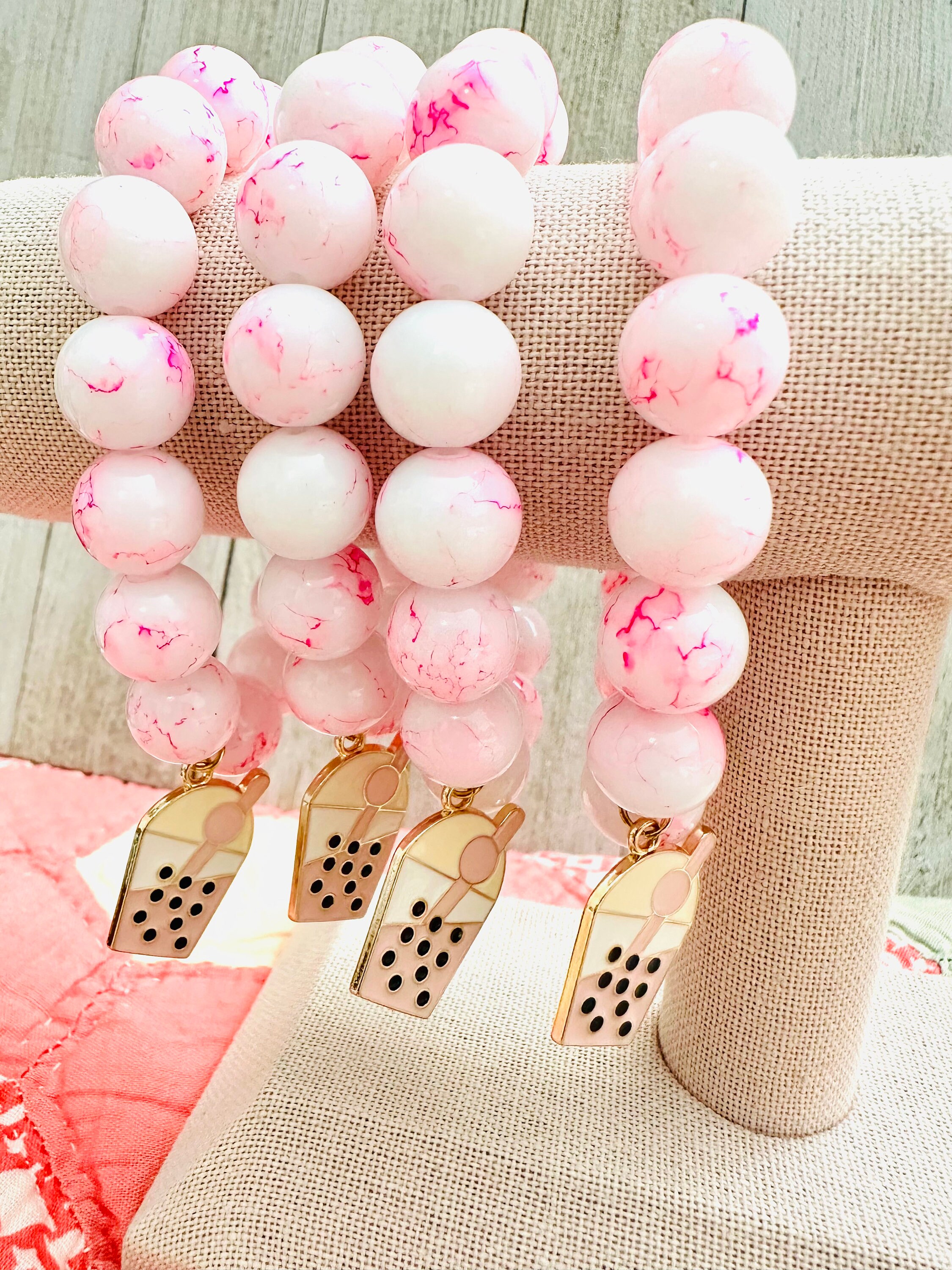 Boba Bubble Tea Bead Bracelet With Charm, Perfect Gift for Boba Lovers ...