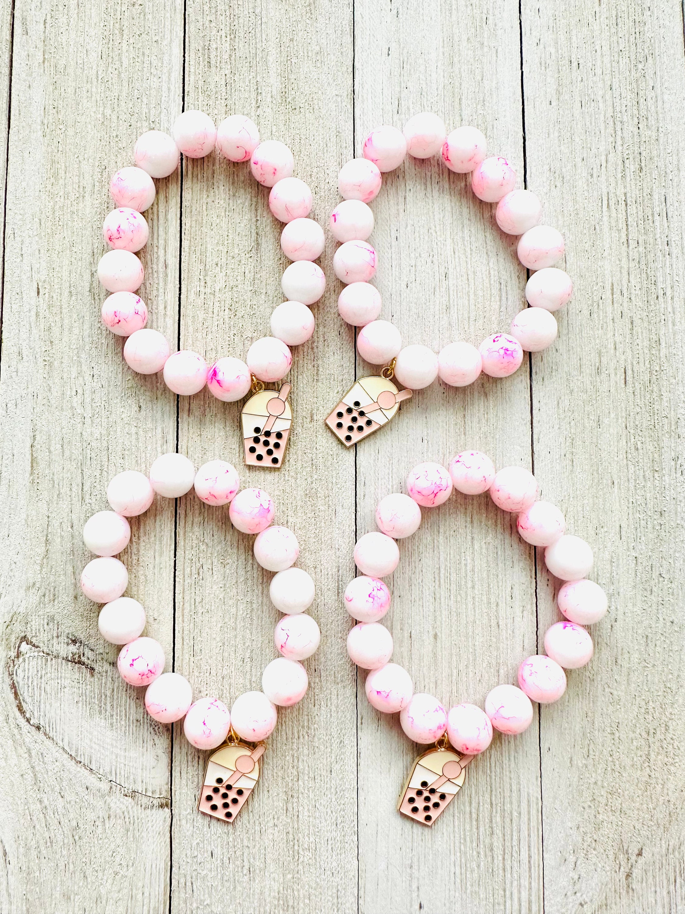 Boba Bubble Tea Bead Bracelet With Charm, Perfect Gift for Boba Lovers, Pink - Etsy