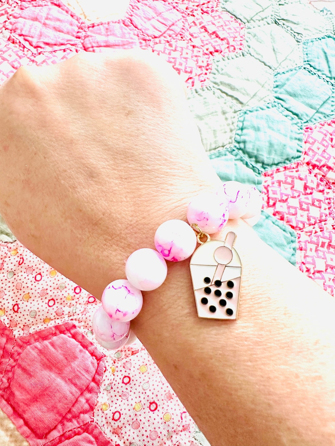 Boba Bubble Tea Bead Bracelet With Charm, Perfect Gift for Boba Lovers ...