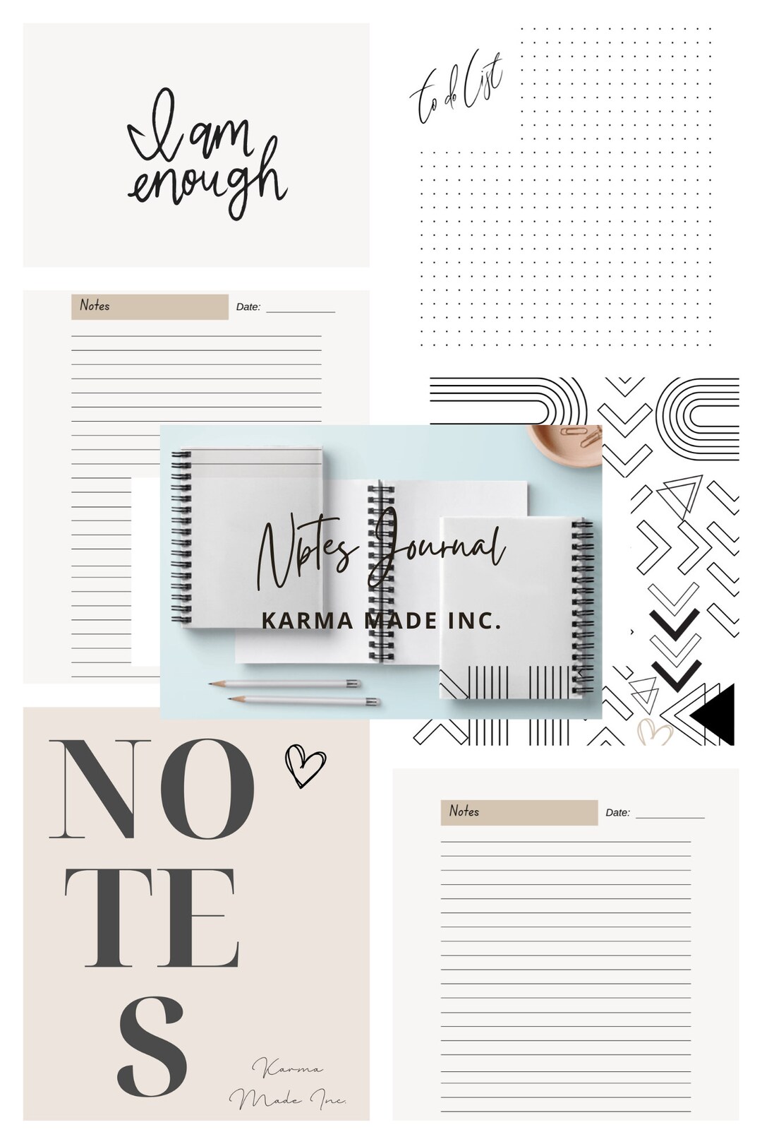 Notes Journal - Editable and Printable Version - Etsy