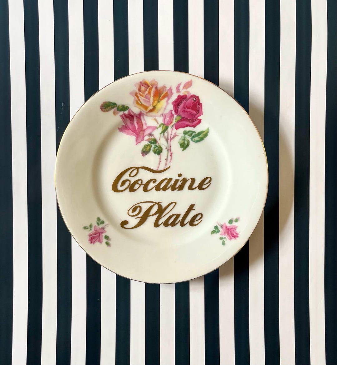 Cocaine Plate. Cottagecore Decorative Offentive Decor Vintage Plate - Etsy