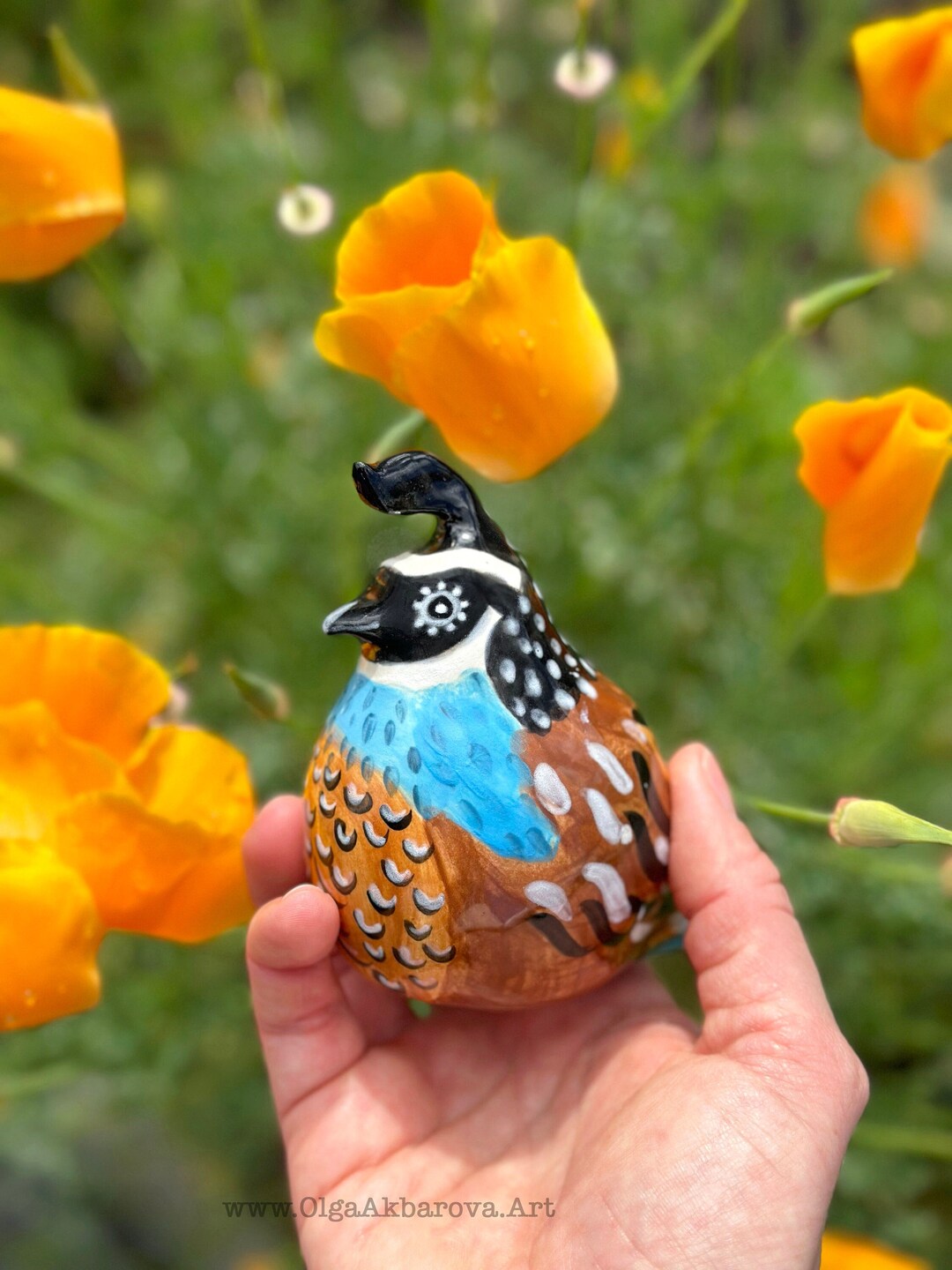 Handcrafted Ceramic California Quail Figurine: Golden State Souvenir - Etsy