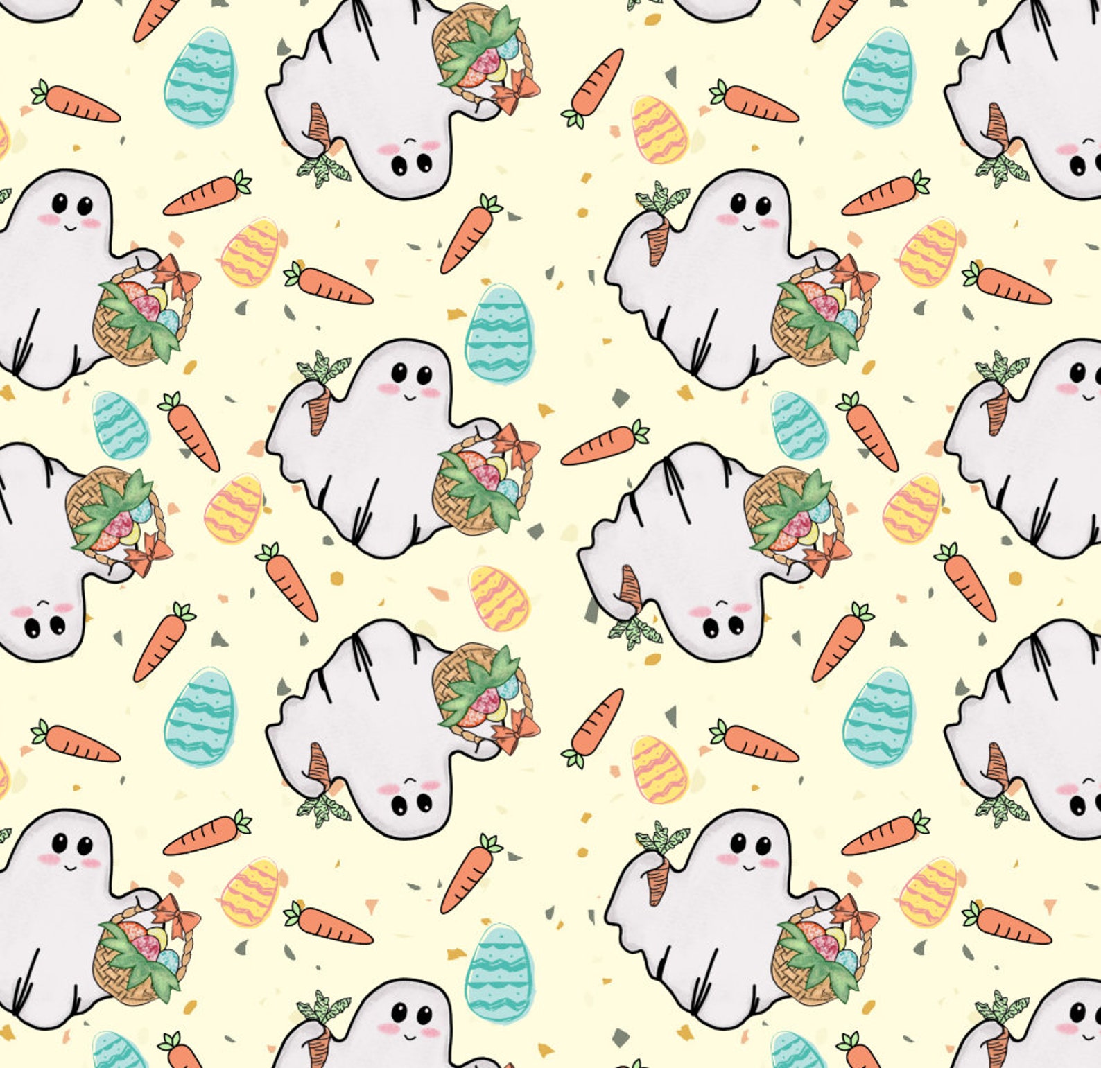 Easter Spring Ghostie Cute Seamless Fabric File Pattern Bundle of 2 ...
