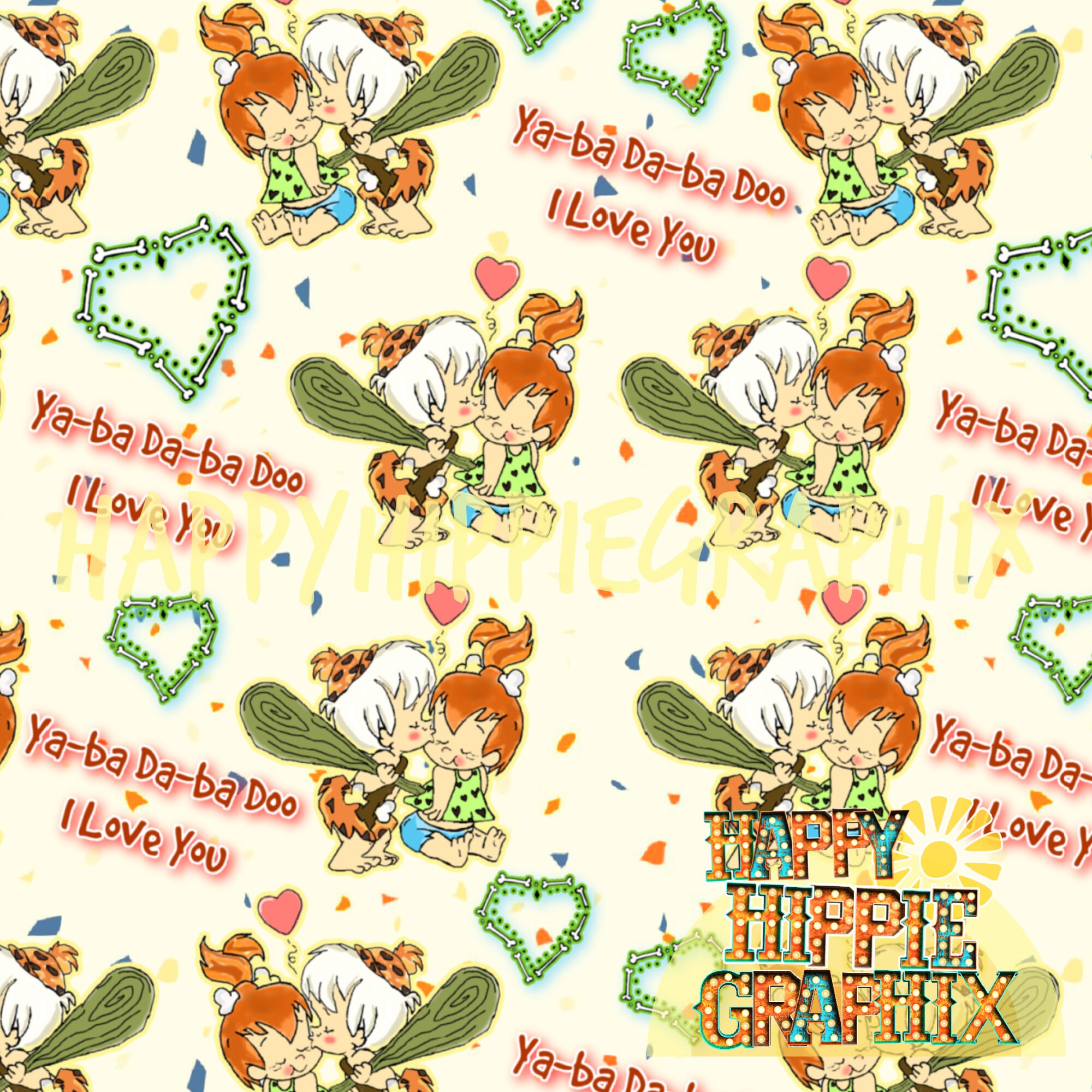 Ya-ba Da-ba Doo Seamless Fabric File Pattern Design Valentines Day ...