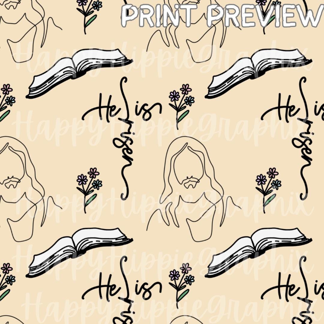 He is Risen Boho Jesus Bible Seamless Fabric File Christian Easter - Etsy