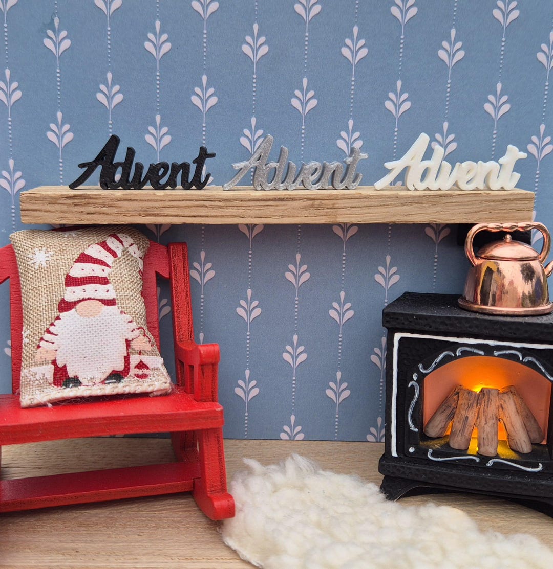Beautiful Advent Lettering for Dollhouse & Elf Backdrop in 1:12 Scale ...