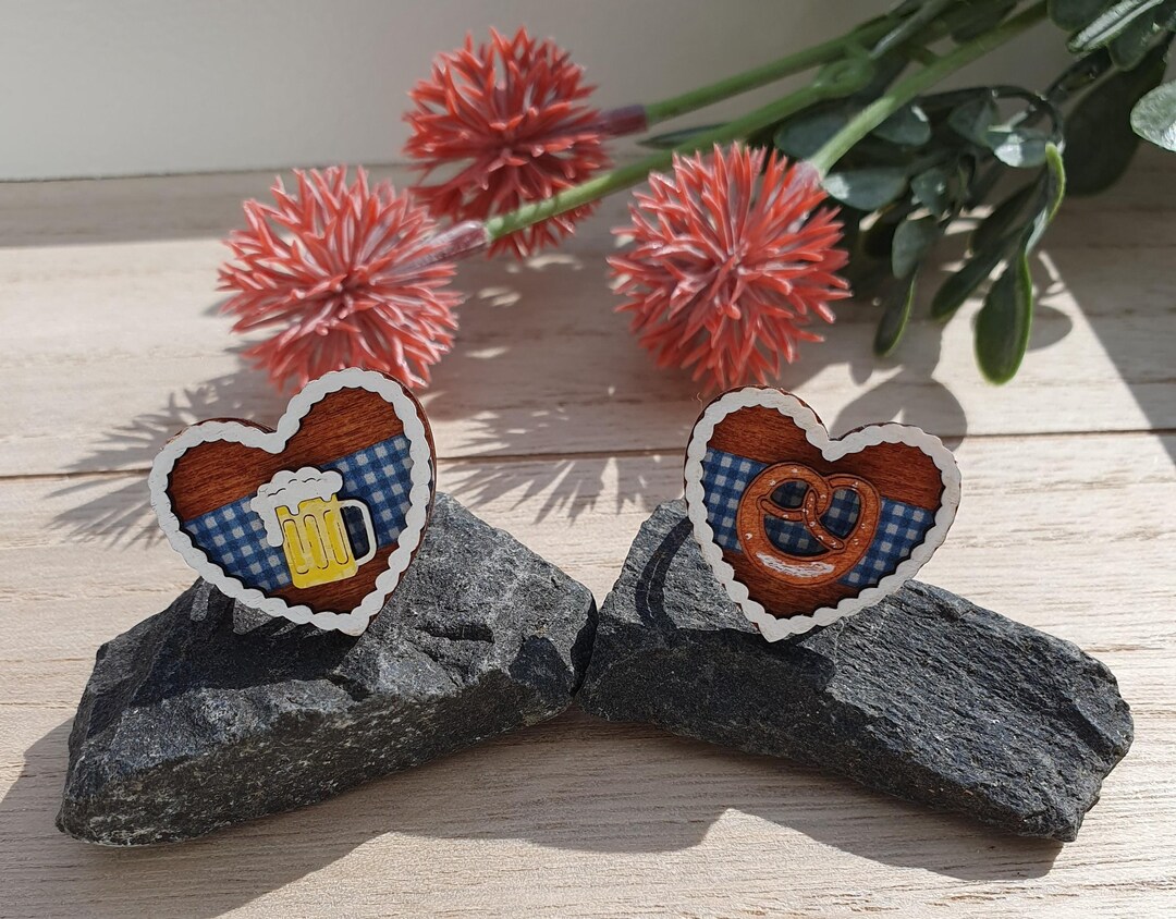 Oktoberfest Ring Adjustable From Wood Gingerbread Heart Pretzel & Beer ...