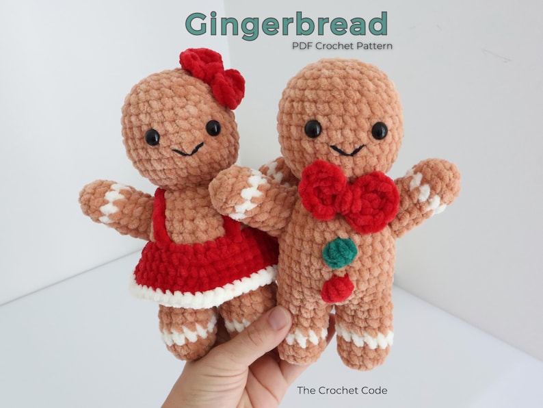 2-in-1 Gingerbread Man & Gingerbread Girl Crochet Pattern | Christmas ...