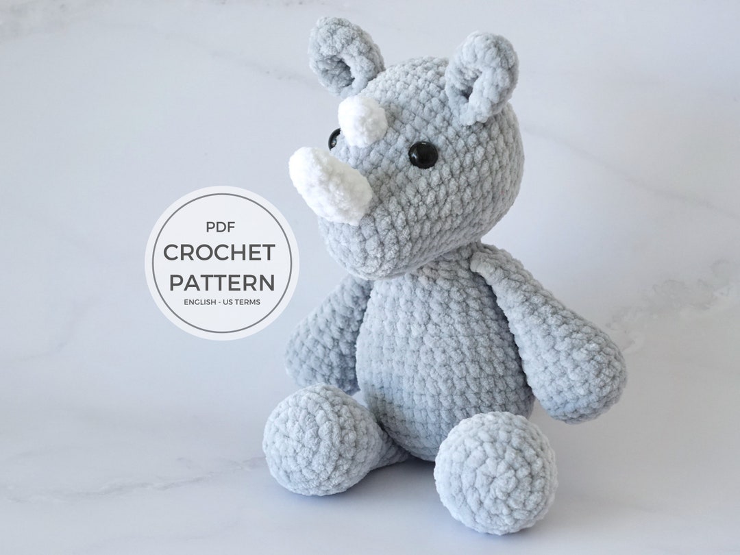 Rhinoceros Crochet Amigurumi Pattern - Plush Rhino Toy (instant ...