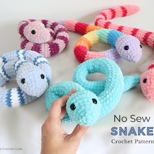 No Sew Snake Crochet Pattern: 5 in 1 Amigurumi Plushie Bundle (PDF ...